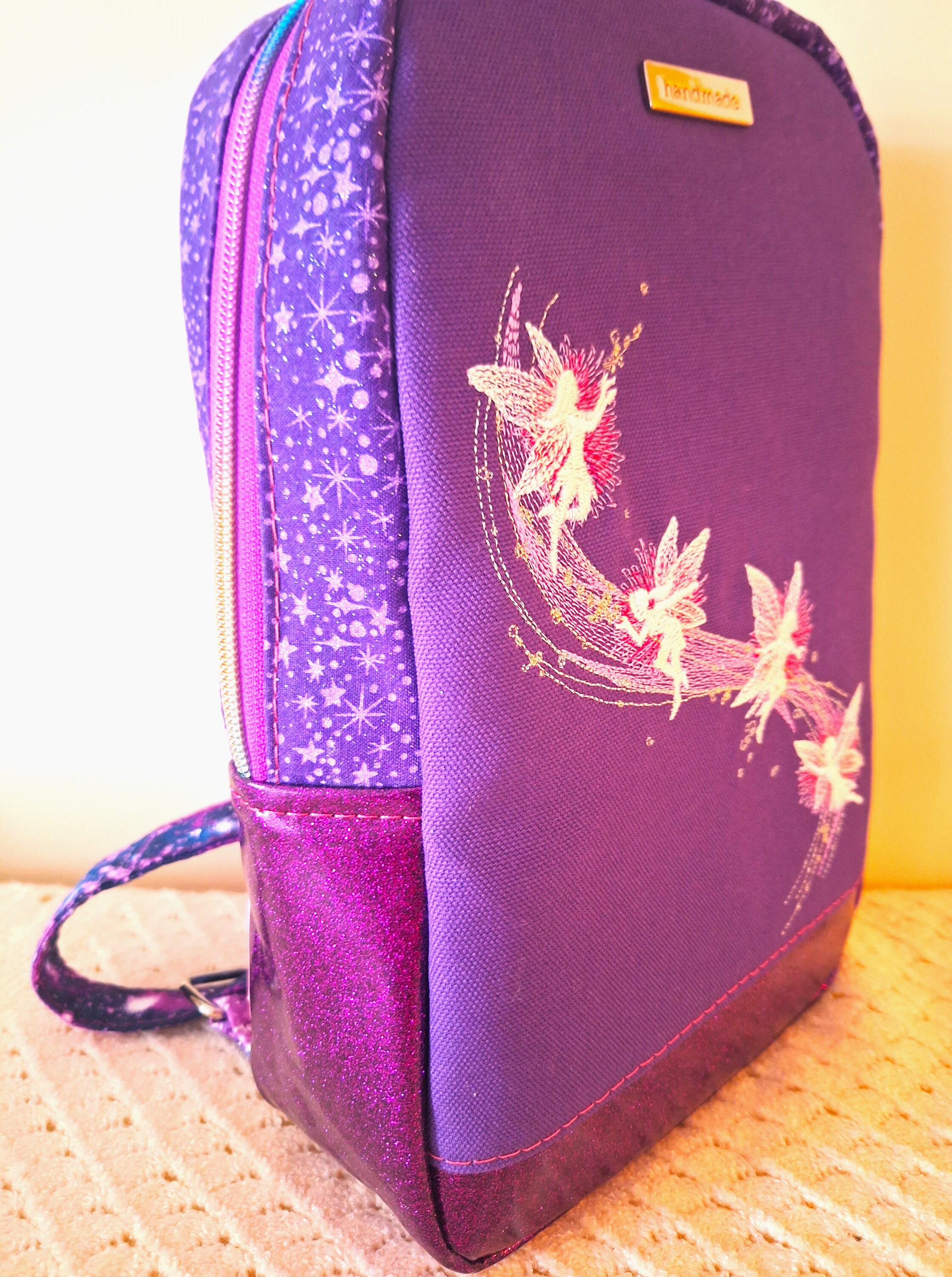 Purple Glitter Backpack With FAIRIES, Fairy Theme Purple MINI Backpack ...