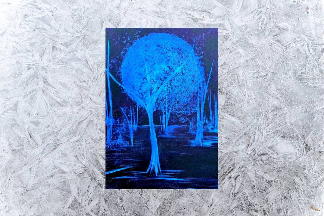Abstract Oil Painting, Blue Forest Trees, Modern Wall Art - Etsy
