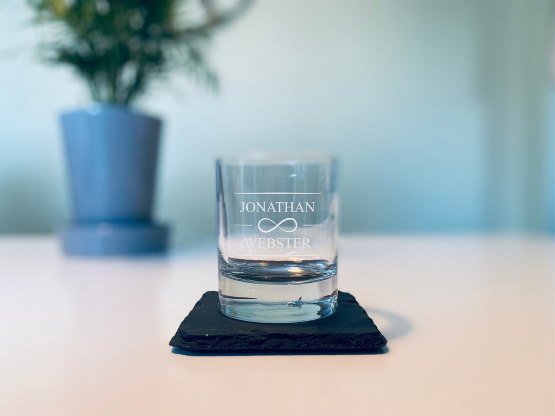 Classic Infinity Symbol Engraved Heavy Base Whisky Tumbler ...