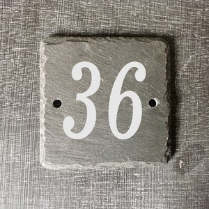 Rustic Slate Etched House Number Sign 10cmx10cm, Real Slate Door Number ...