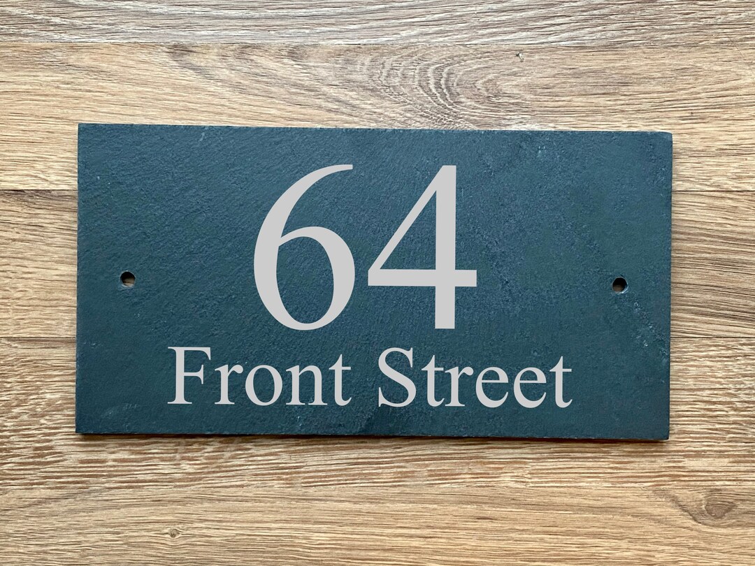 Slate House Address Plaque Machined Sign 25cmx13cm Real Engraved Slate ...