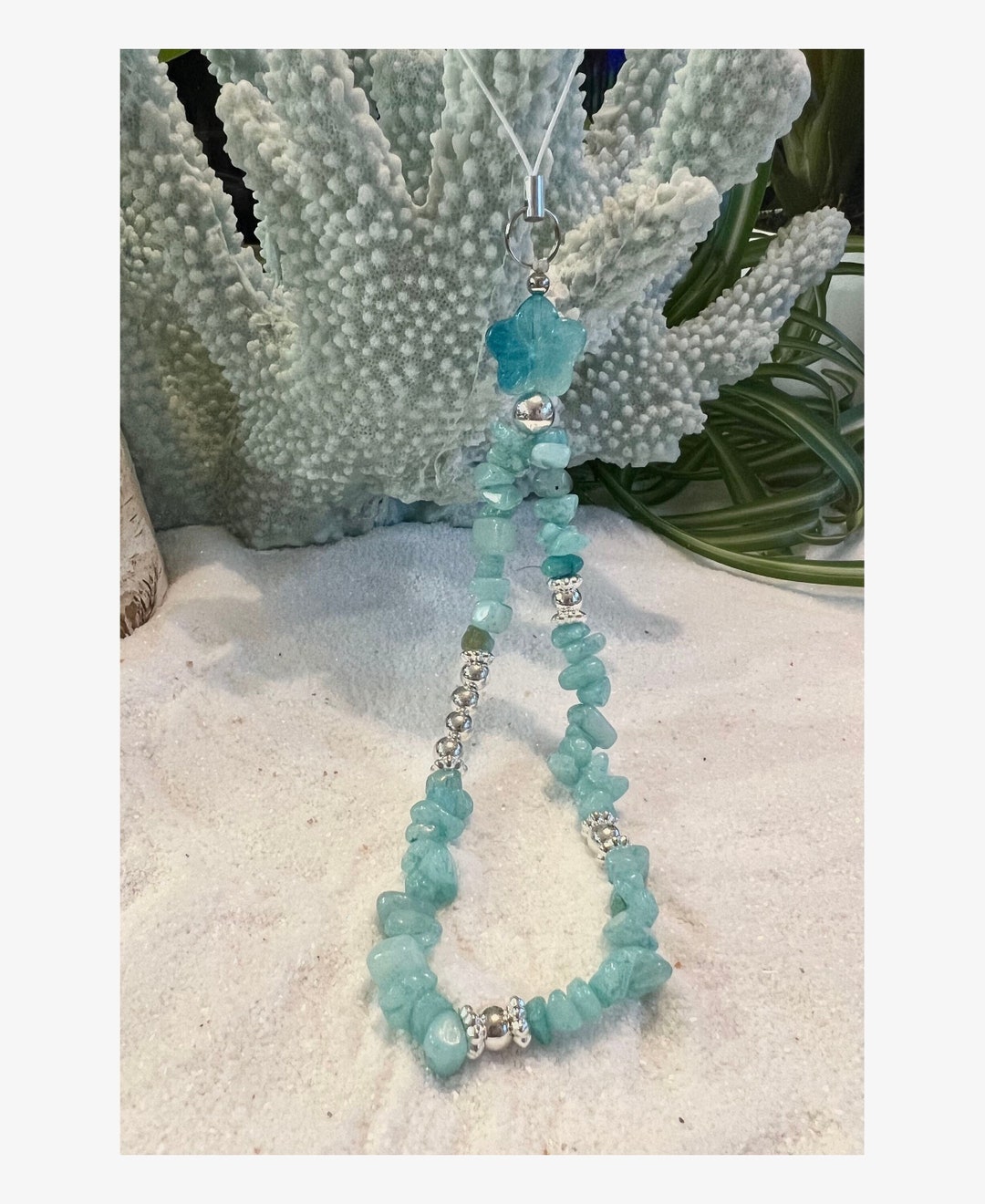 Aquamarine Chips Phone Charm. Blue Phone Charm. Gift for Her. Gemstone ...