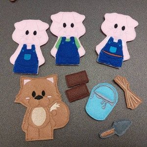 Three Little Pigs Felt Finger Puppet Set, Story Telling Tools, Story ...