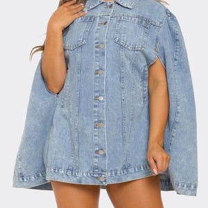 Denim Button Down Cape - Cloak Jacket - Etsy