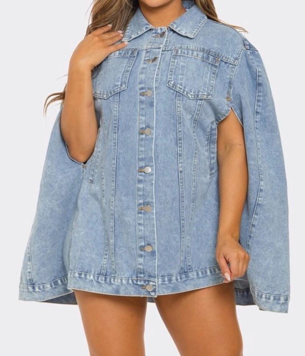 Denim Button Down Cape - Cloak Jacket - Etsy