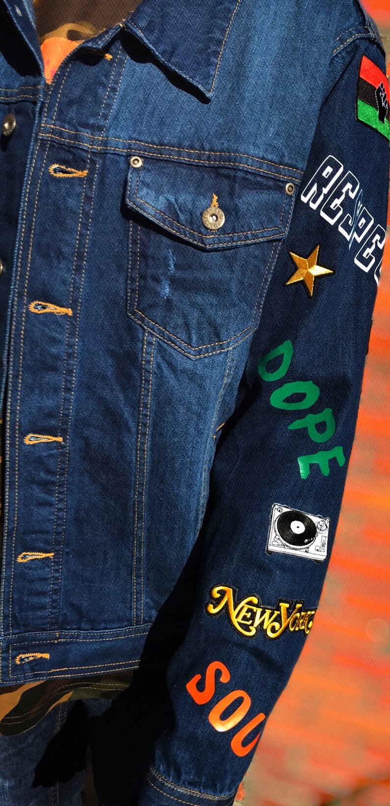 Men’s Custom Patch NYC Denim Jacket - Etsy