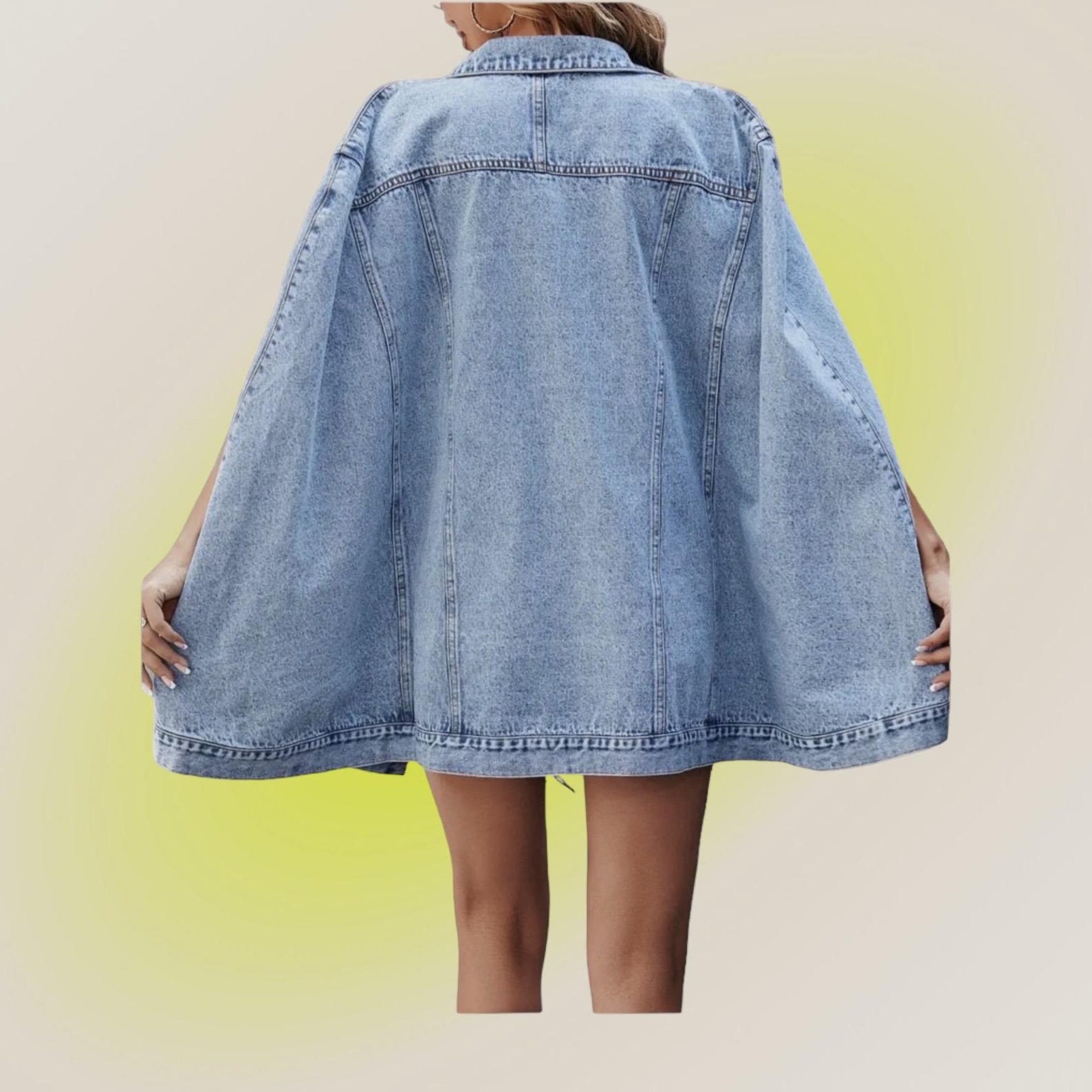 Denim Button Down Cape - Cloak Jacket - Etsy