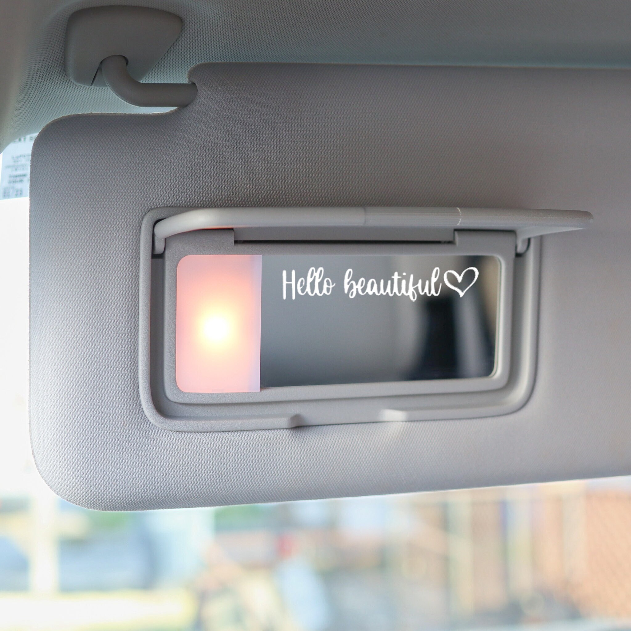 Hello Beautiful Decal Positive Affirmations Sticker Car Vanity Mirror ...
