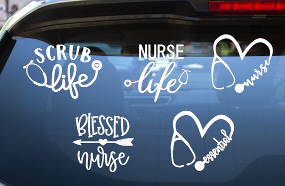 Nurse Doctor RN Decals Blessed Nurse Scrub Life Nurse Life | Etsy