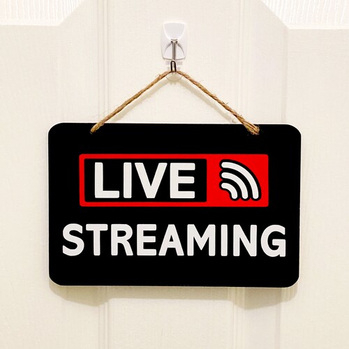 Live Streaming Hanging Sign Reflective Youtube Gaming - Etsy