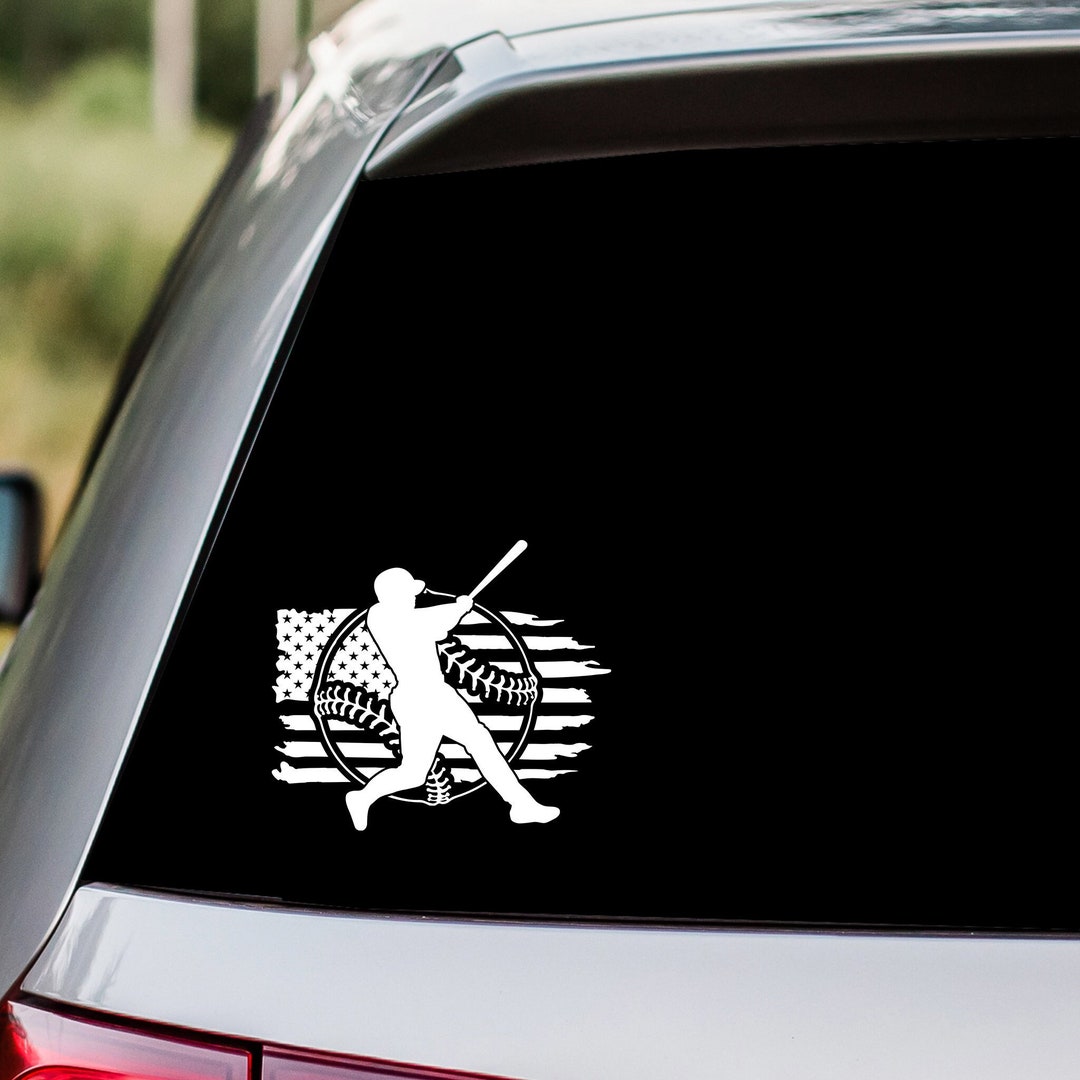 Baseball Batter American Flag Vinyl Decal Sticker - Etsy