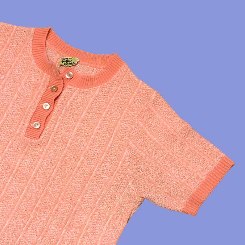Rare Vintage GOLDEN SPIDER Pull Short Sleeve Knit Pink Henley - Etsy