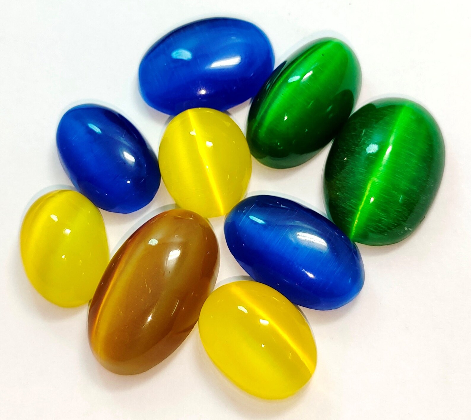 Natural Multi-color Cats Eye Cabochon - Oval Loose Gemstone S44-1 - Etsy