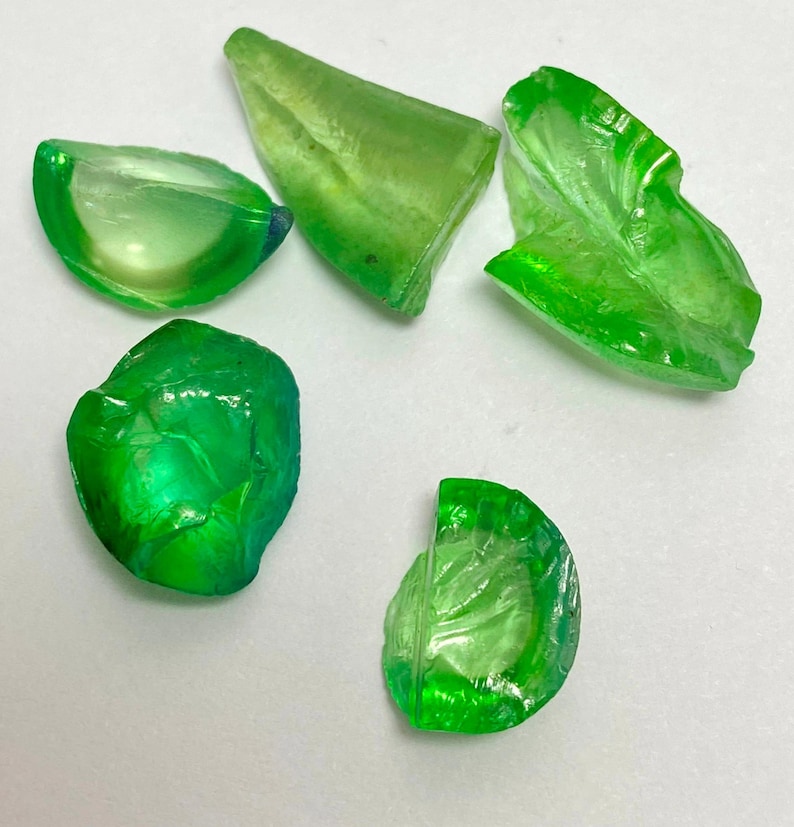 Natural Tsavorite Garnet Rough Gemstone Lot - Green Uncut, India (5 Pcs ...
