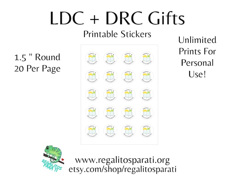 Safety & Spirituality LDC DRC Printable Sticker Treat Label - Etsy
