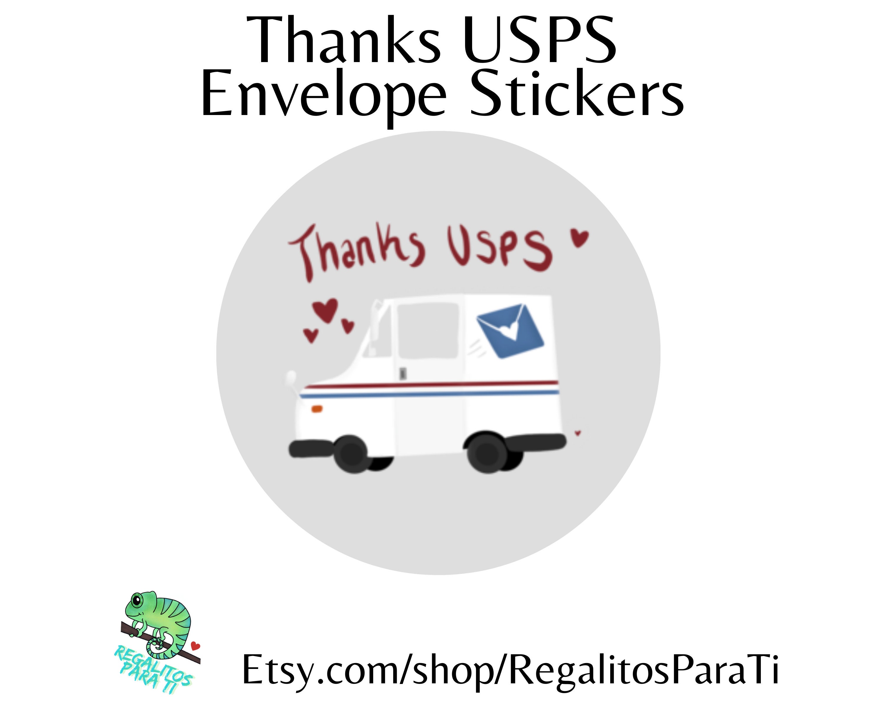 Thanks USPS Stickers Cartoon Mail Truck Happy Mail Thanks Essential ...