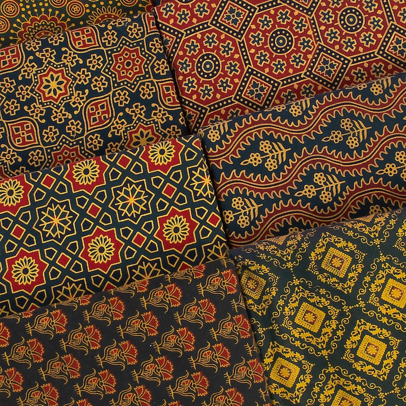 Block Print Ajrakh Fabric - Etsy