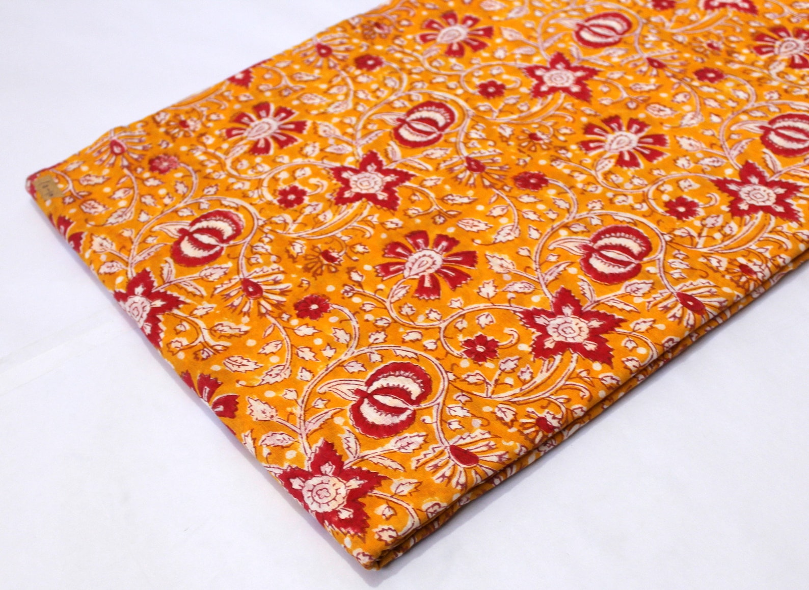 Cotton Fabric Yellow Red Print Fabric Hand Block Printed - Etsy