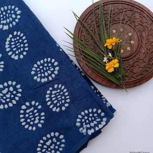 Indigo Blue Textured Cotton Indian Print Fabric, Natural Vegetable Blue ...