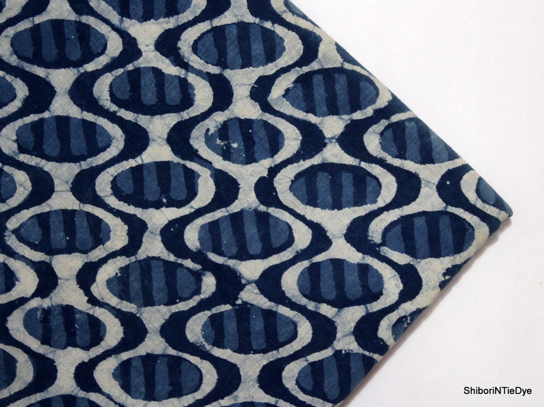 Indian Block Print Fabric Handmade Natural Indigo Blue Dabu Print Soft ...