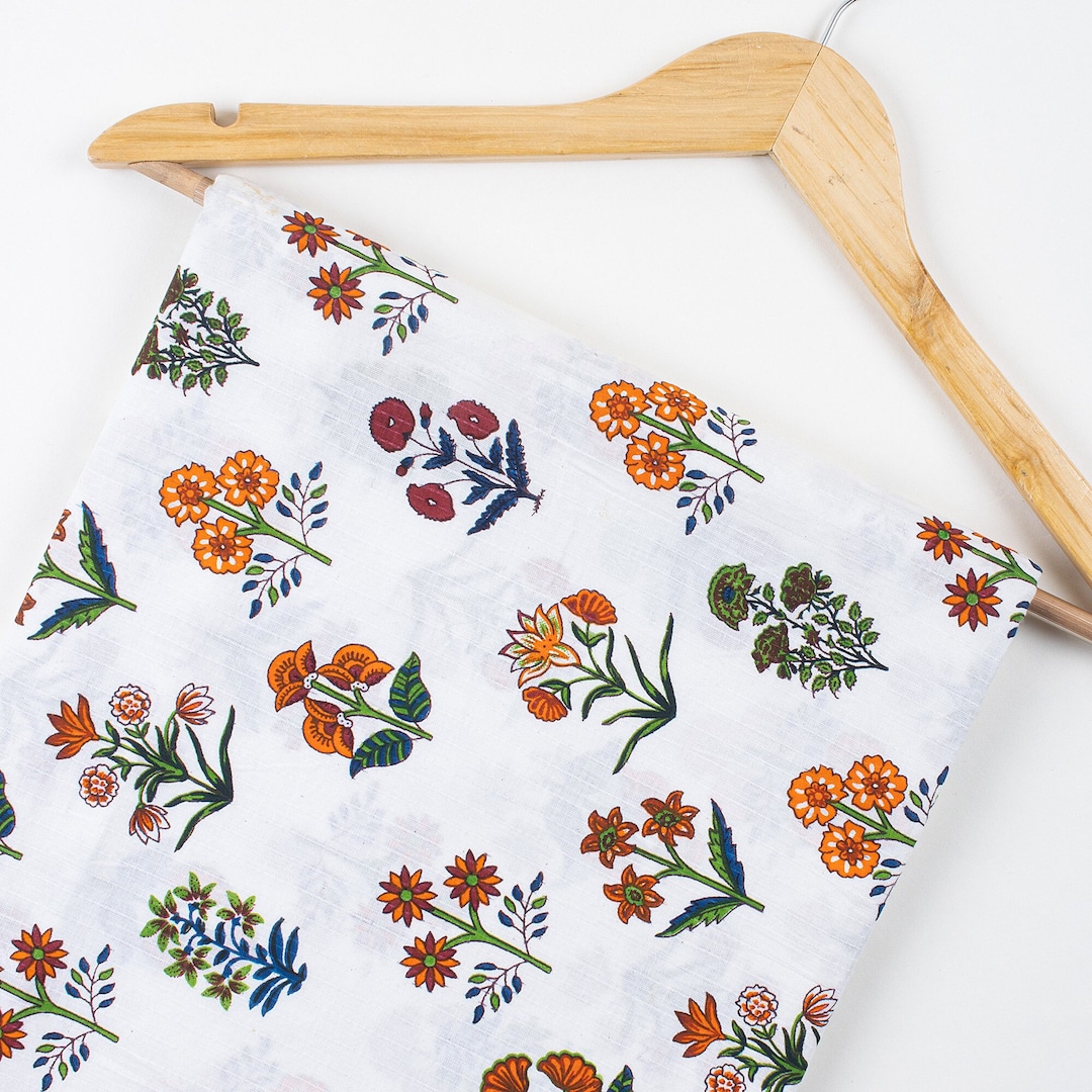 Hand Floral Cotton Print Fabric, Soft Voile Fabric, Indian Fabric ...