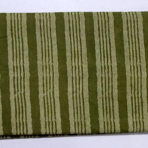 Green Stripe Fabric 100% Cotton Light Weight Soft Voile Fabric, Dabu ...