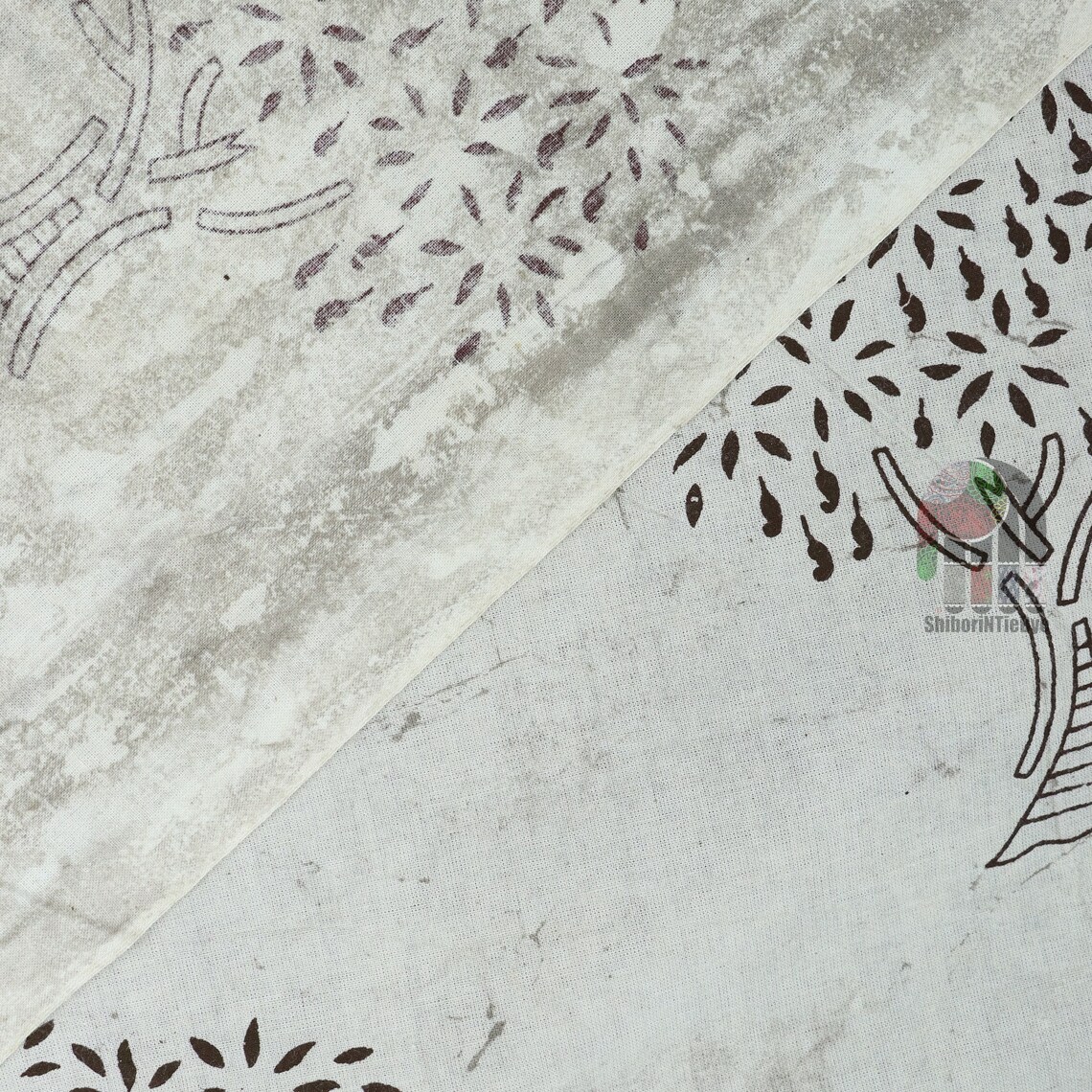 Tree Print Fabric Hand Block Print Fabric Natural Kashish Dyed - Etsy