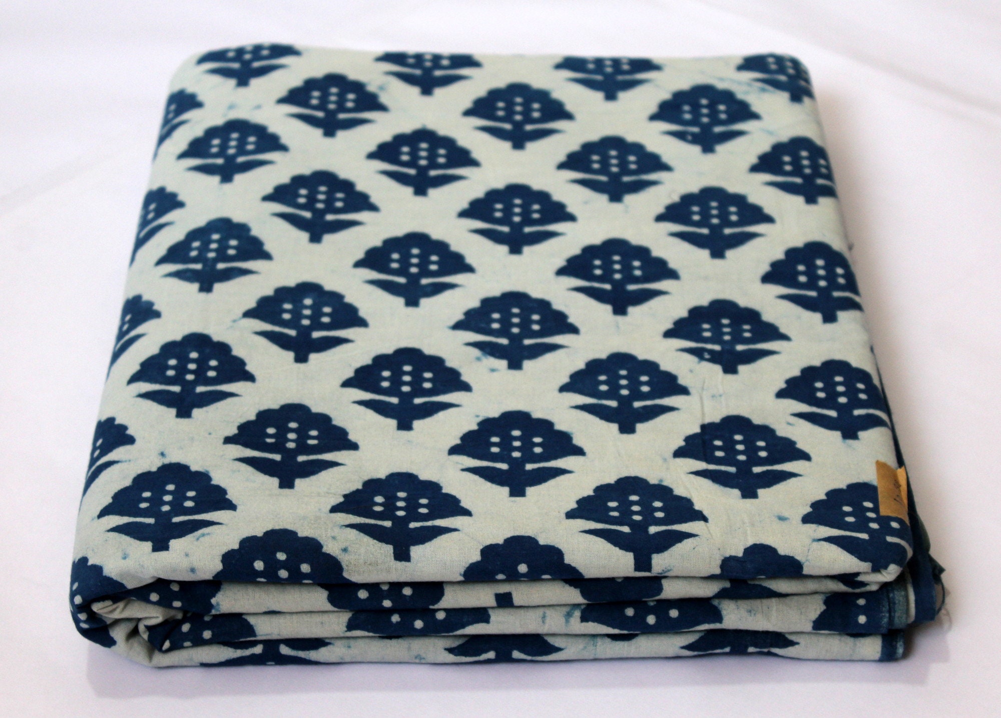 Indigo Blue Cotton Fabric Dabu Hand Block Printed Natural Vegetable Dye ...