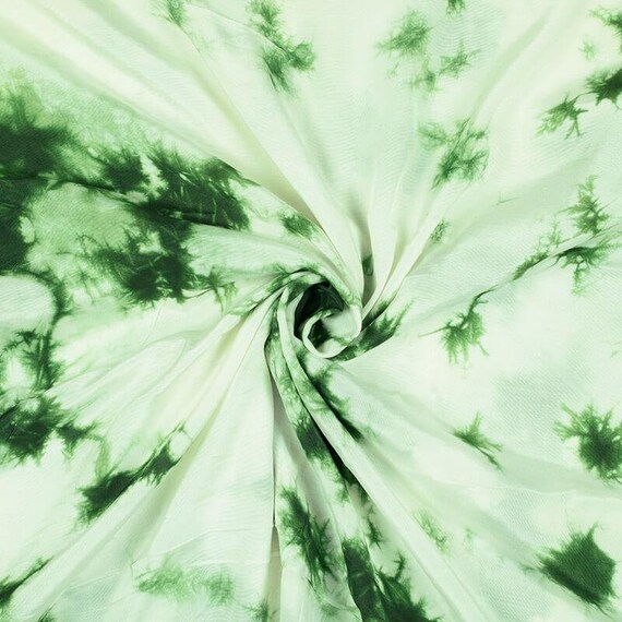 Fabric Dyeing & Batik Green Tie Dye Fabric Shibori Dress materials ...