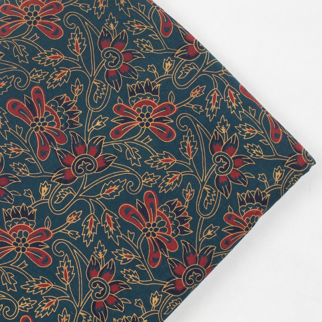 Ajrakh Hand Block Print,red Ajrakh Fabric, Cotton Fabric by Yard ...