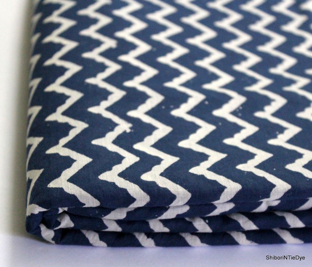 Indian Fabric Cotton Indigo Blue Block Printed Fabric 100% Cotton Light ...