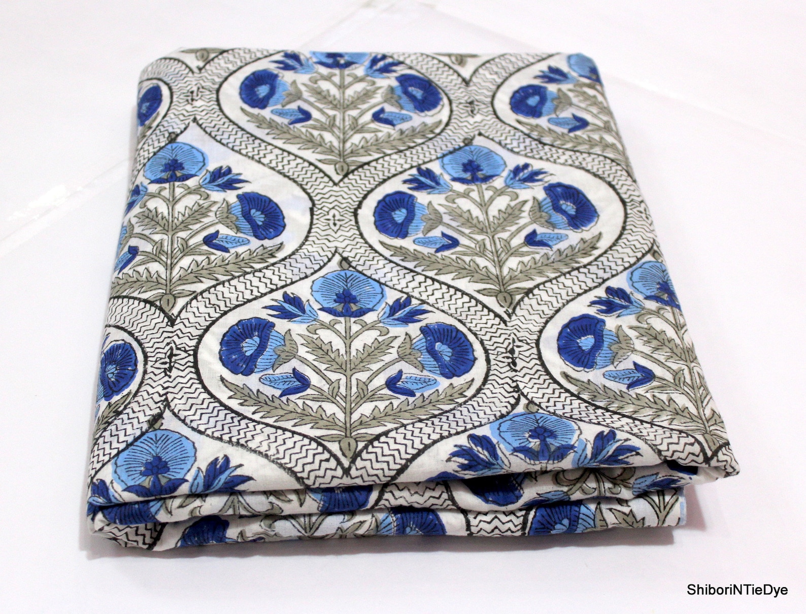 Floral Print Fabric Block Printed Fabric 100% Pure Cotton - Etsy