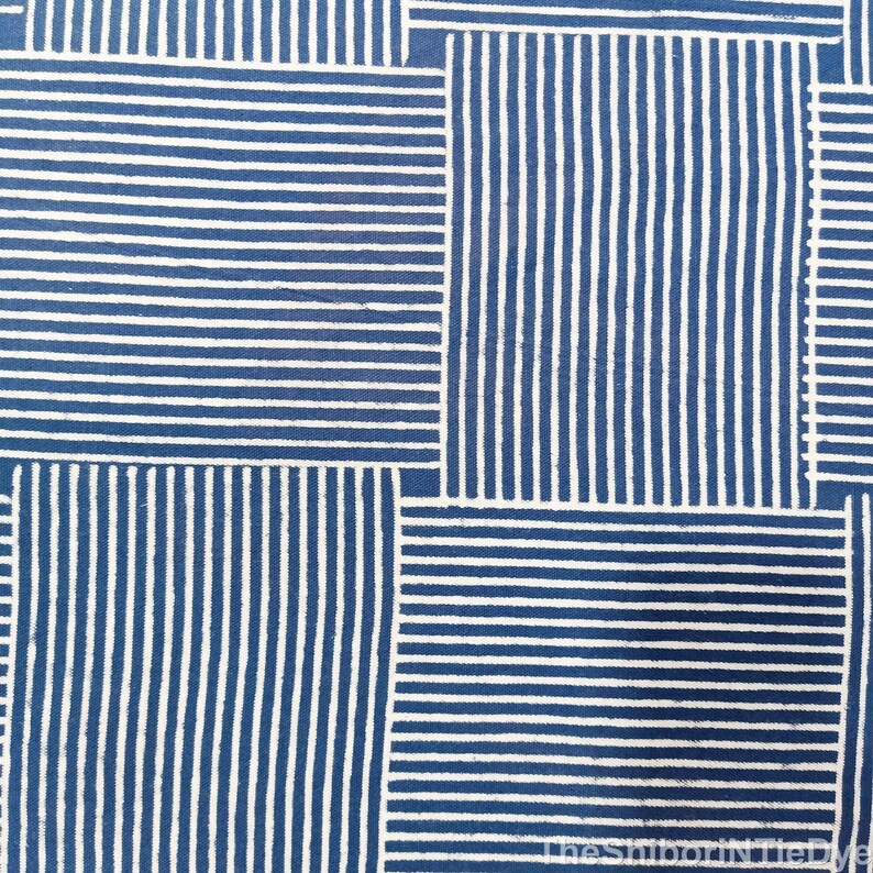 Cotton Canvas Fabric Block Print Blue Upholstery Fabric for - Etsy
