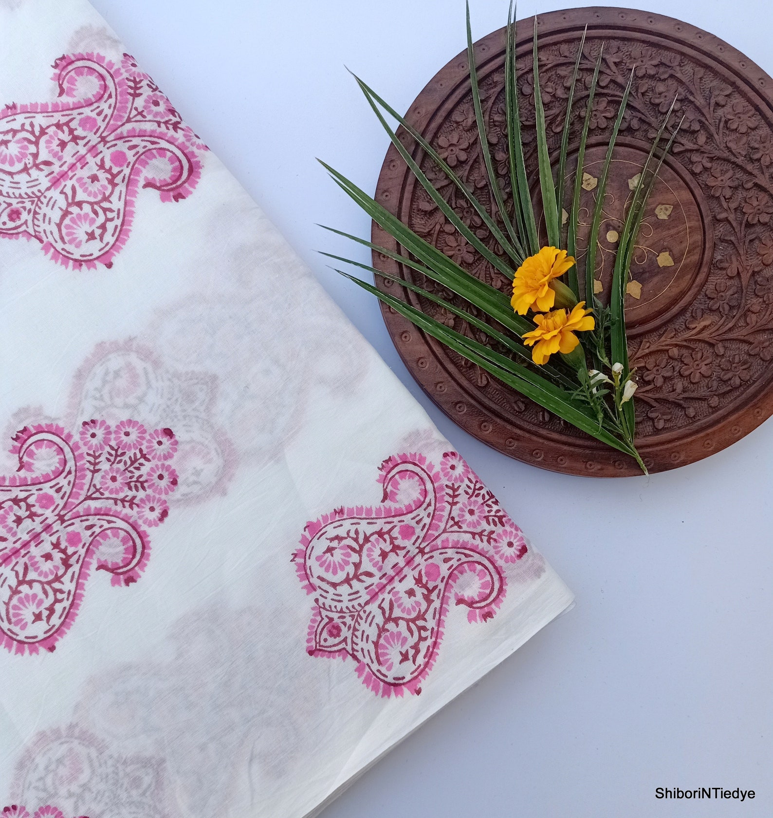 Hand Block Print Fabric 100% Cotton Natural Vegetable Dyed Light Weight ...