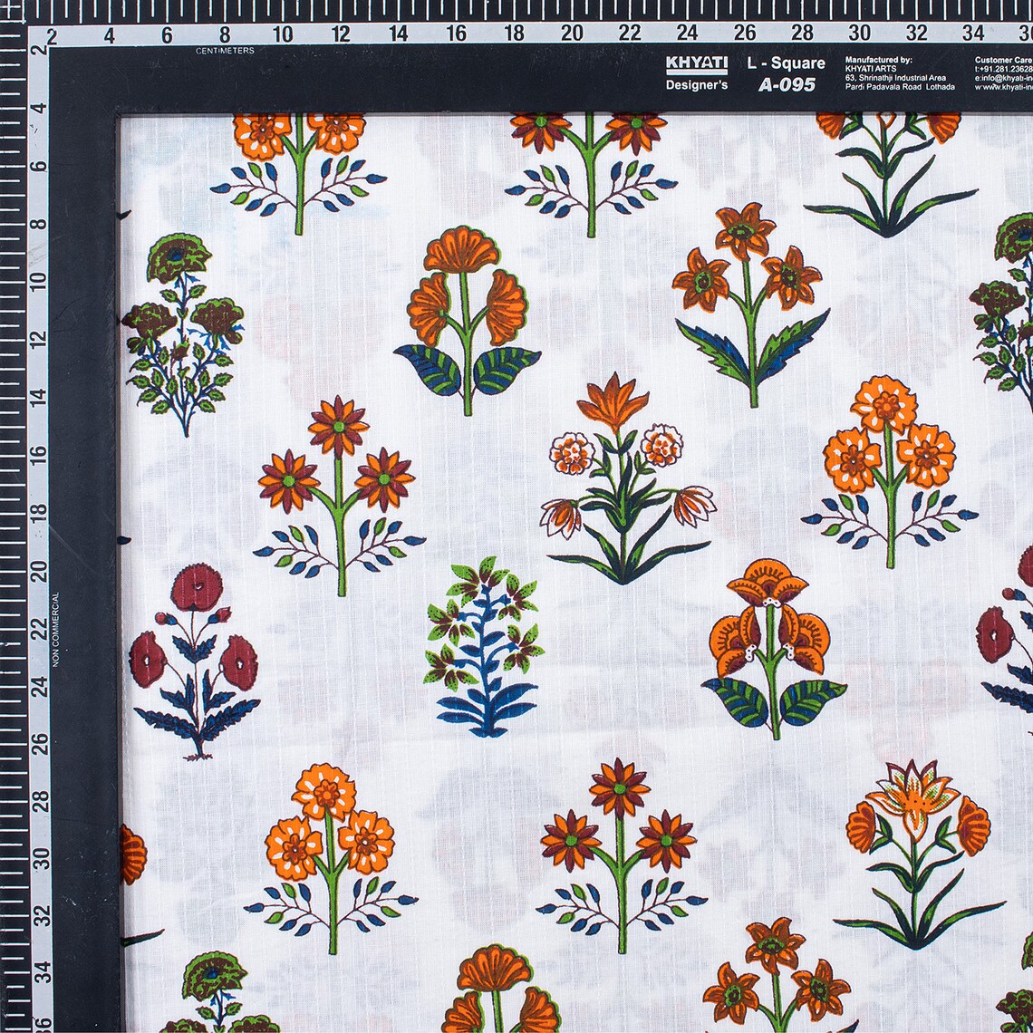 Hand Floral Cotton Print Fabric, Soft Voile Fabric, Indian Fabric ...