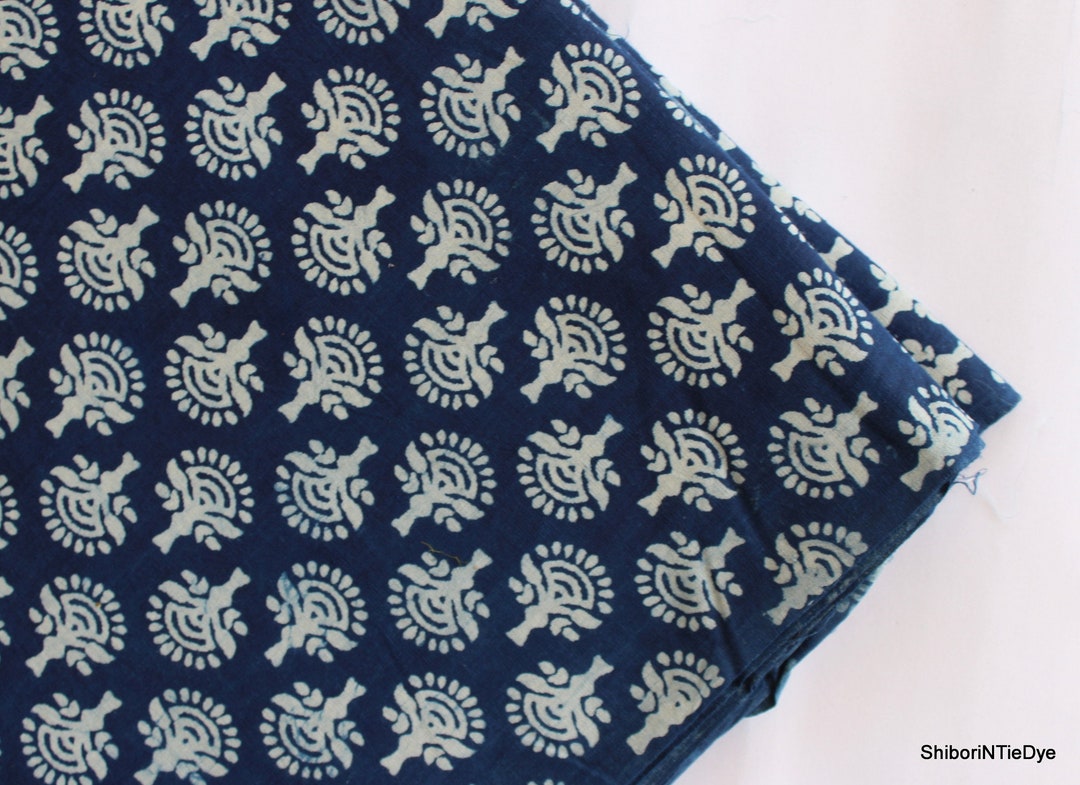 Indian Fabric Block Printed Fabric Indigo Blue Natural Vegetable Dyed ...