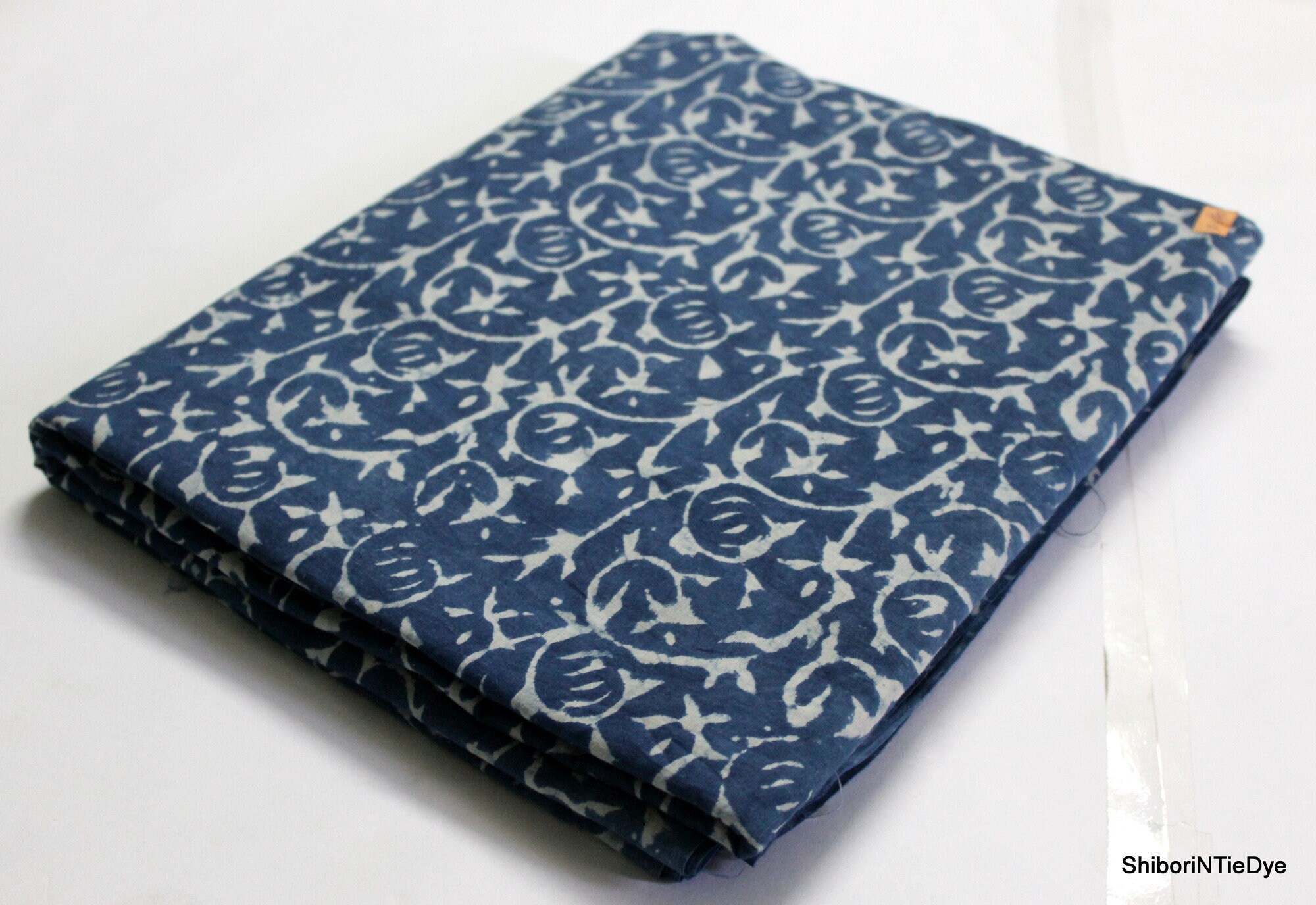 Indian Cotton Fabric Natural Indigo Blue Dabu Print Fabric, Mud Resist ...