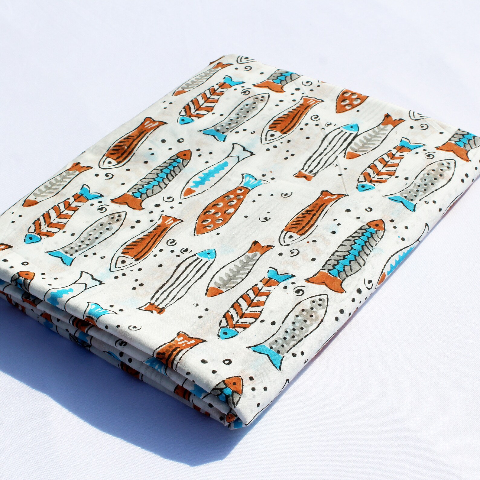 Fish Print Fabric by the Yard 100% Cotton Indian Fabric - Etsy