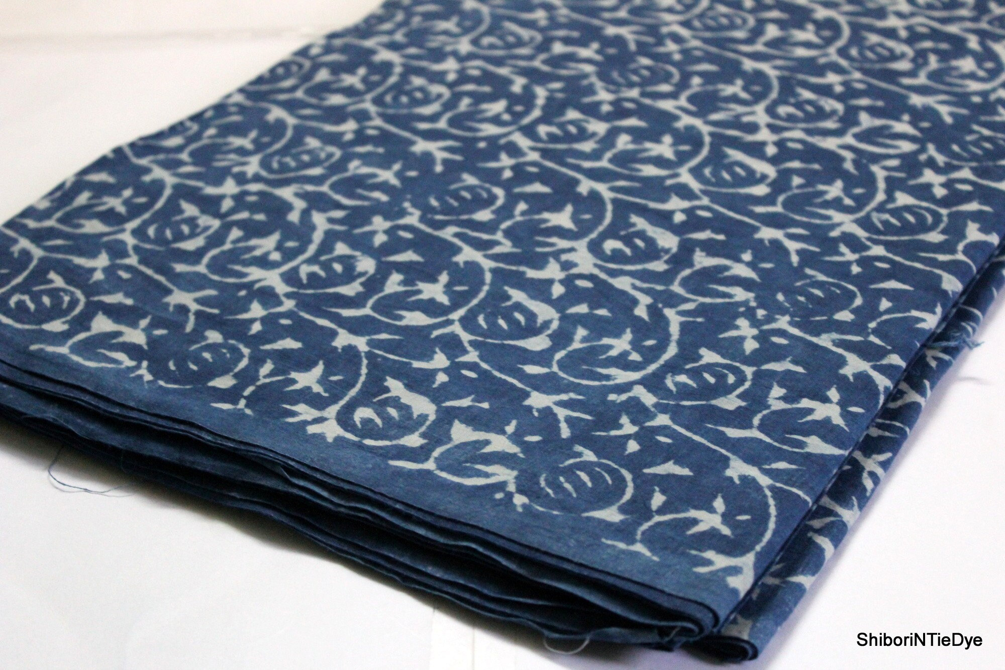 Indian Cotton Fabric Natural Indigo Blue Dabu Print Fabric, Mud Resist ...