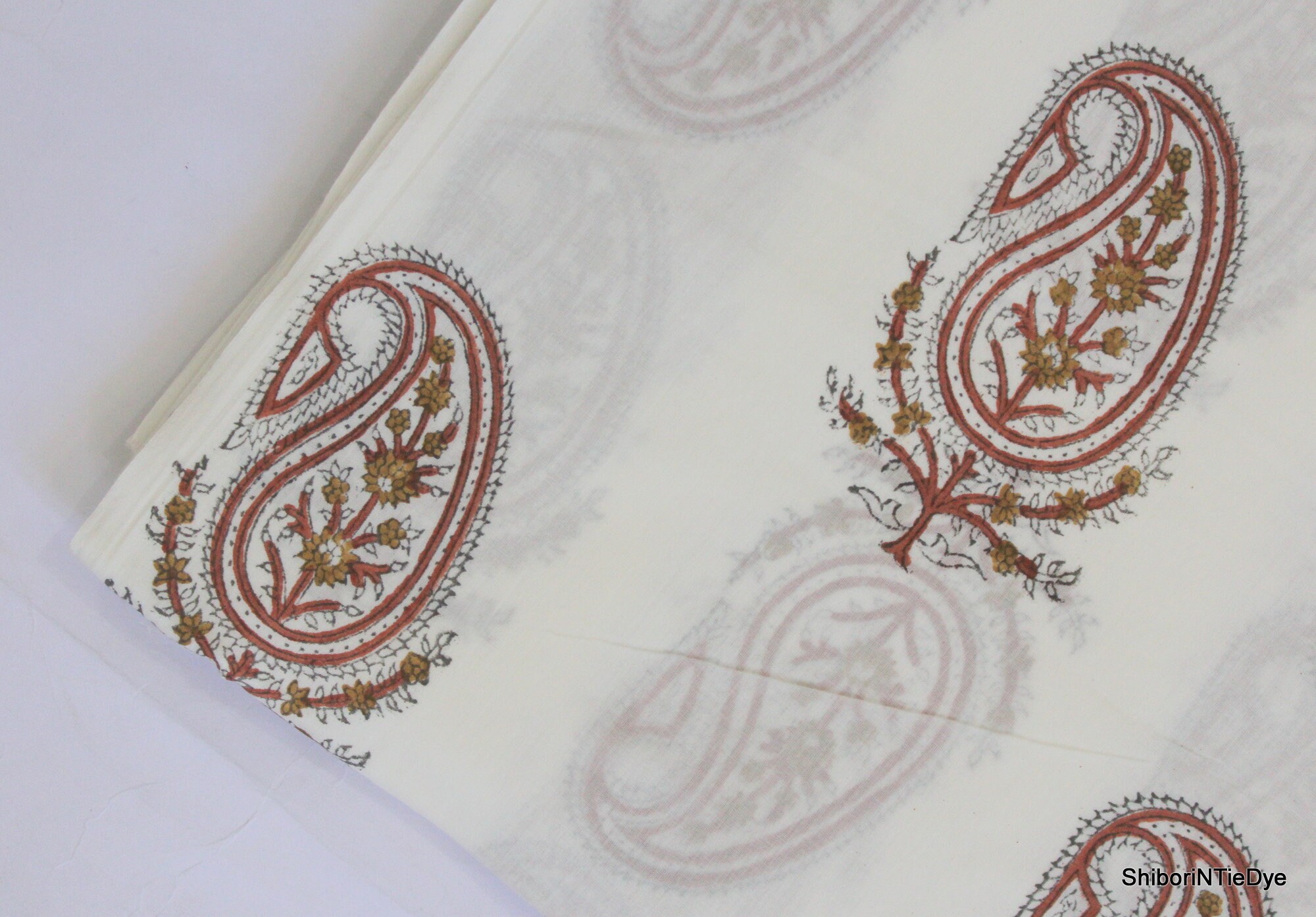 Paisley Print Fabric Cotton India Block Print Dress Fabric Hand Printed ...