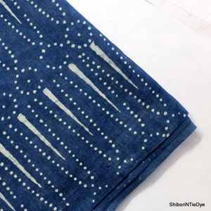 Blue Block Print Fabric Cotton by the Yard Fabric Hand Dyed Blue Fabric ...
