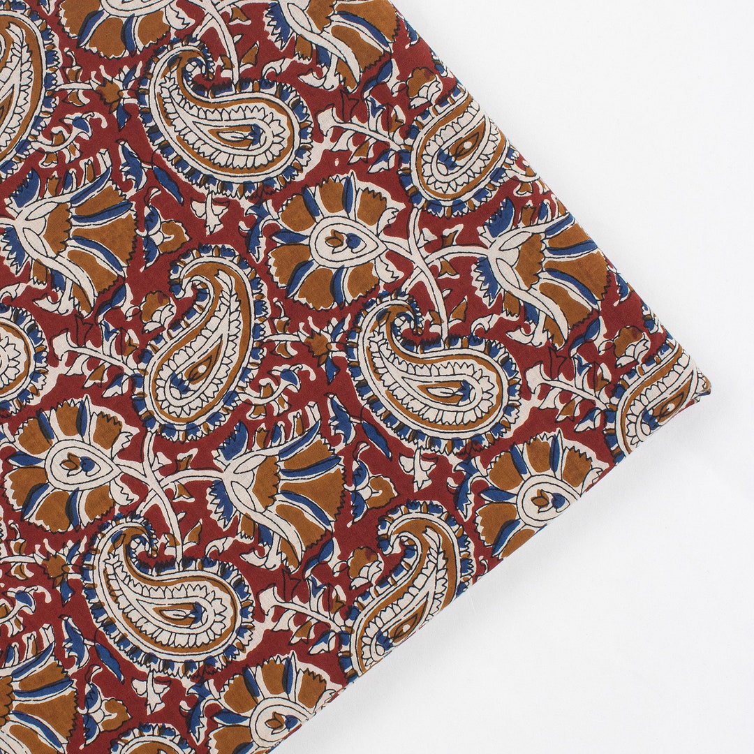 Block Print Fabric Cotton Fabric, India Flower Print Running Fabric ...