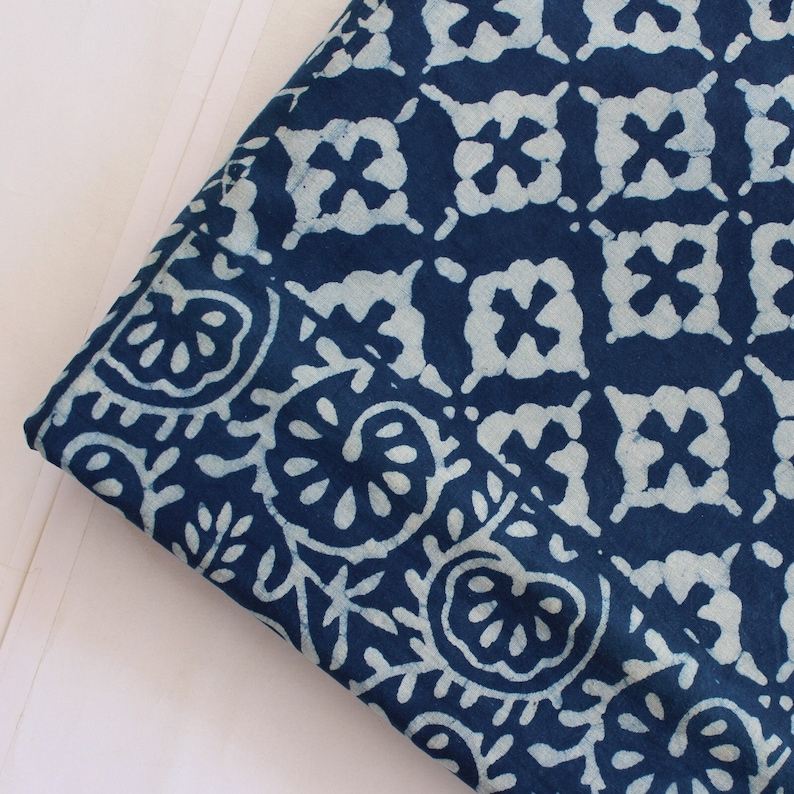 Blue Cotton Indigo Fabric Natural Hand Dyed India Fabric Beach - Etsy