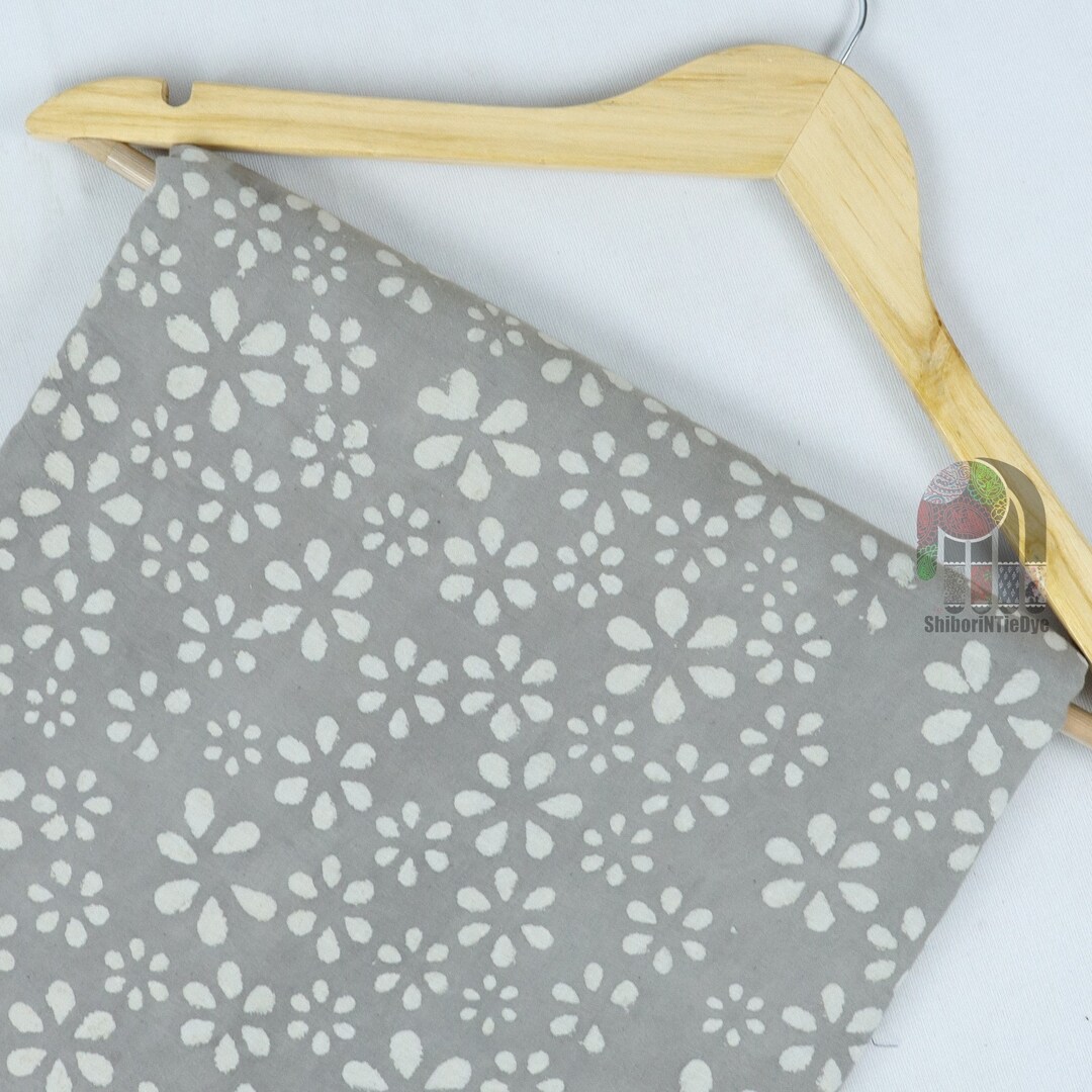 Grey Fabric With White Floral Clothing Fabric, Soft Material, Indian ...