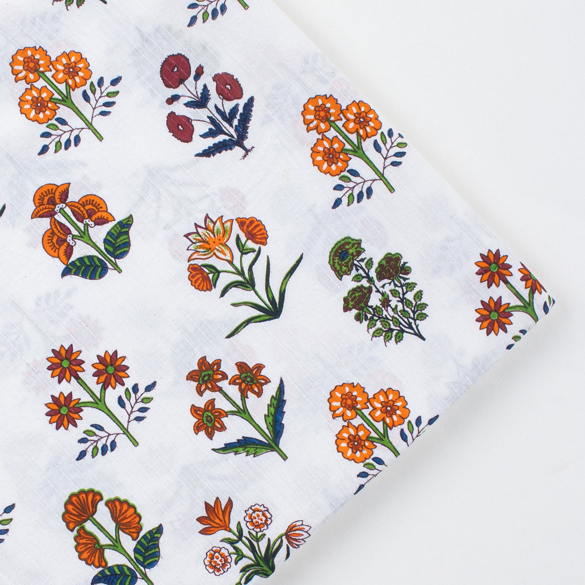 Hand Floral Cotton Print Fabric, Soft Voile Fabric, Indian Fabric ...