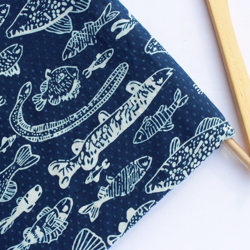 Fish Block Fabric - Etsy UK