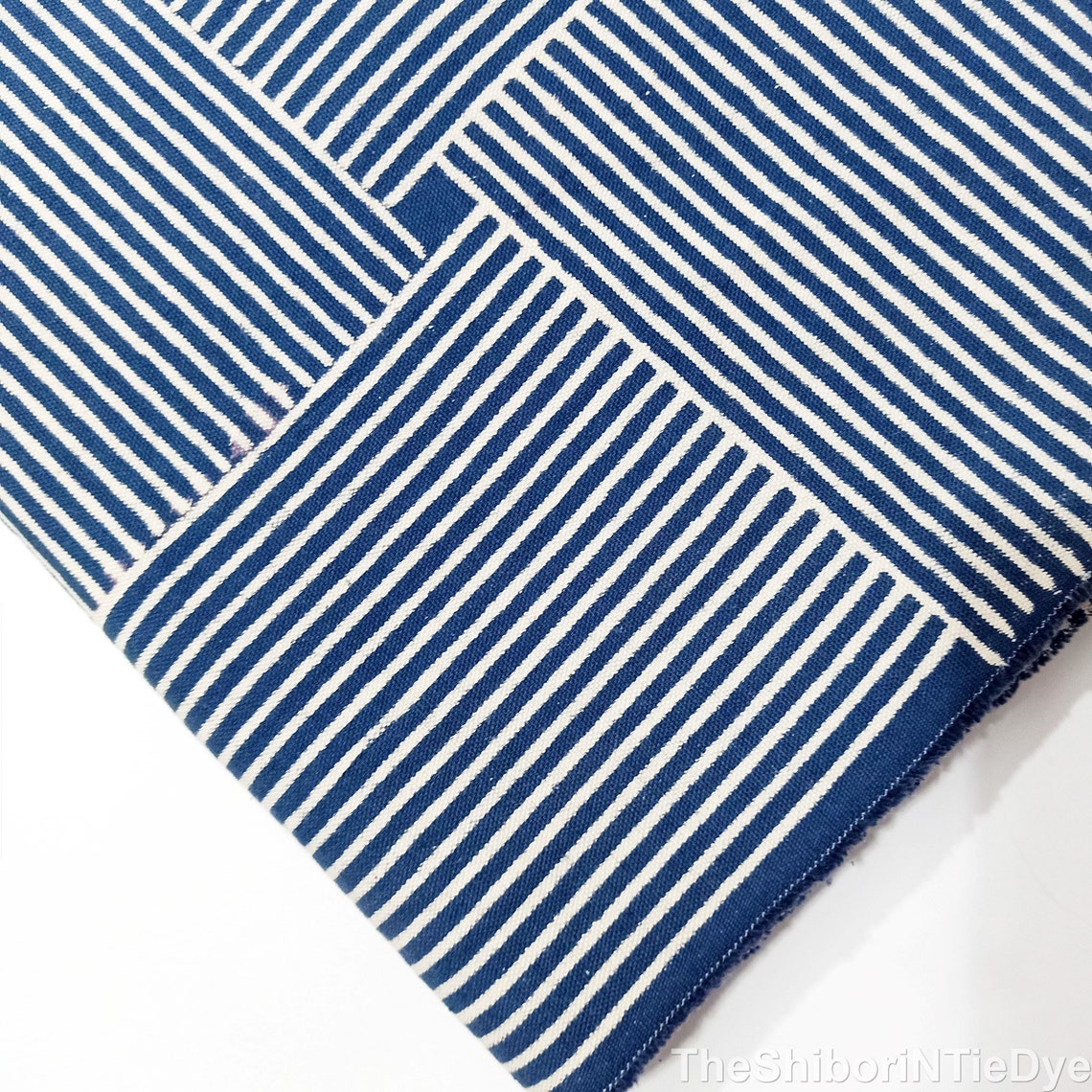 Cotton Canvas Fabric Block Print Blue Upholstery Fabric for - Etsy