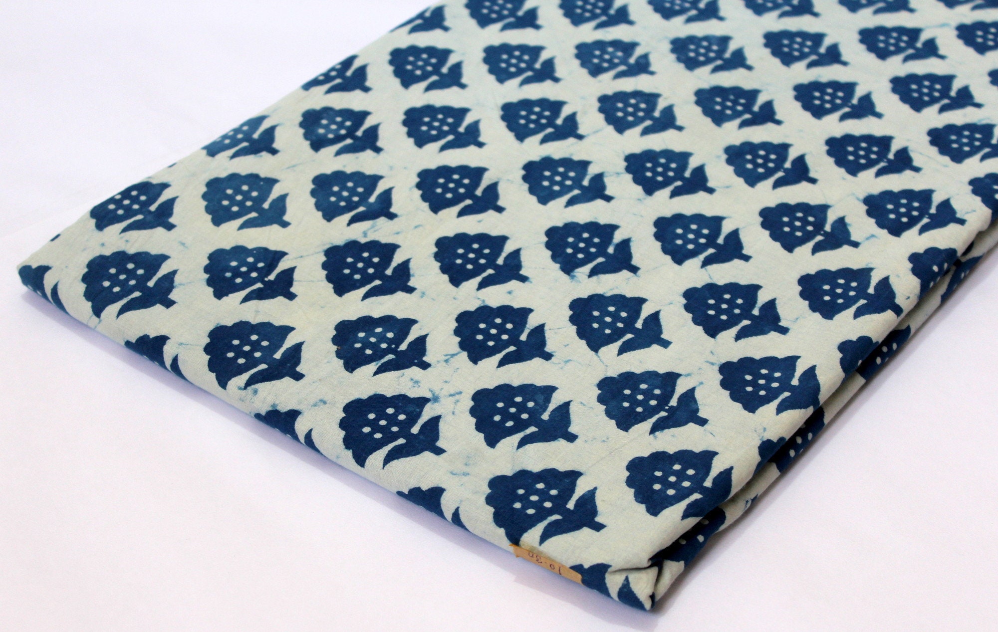 Indigo Blue Cotton Fabric Dabu Hand Block Printed Natural Vegetable Dye ...