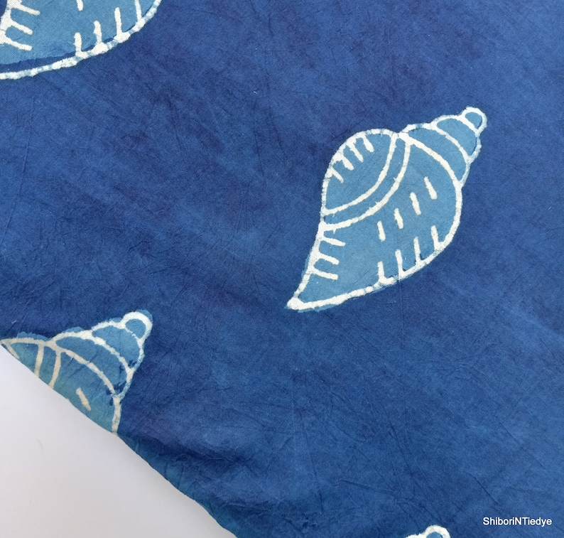 Shell Block Print Fabric Indigo Fabric Hand Printed Indian Fabric Woman ...