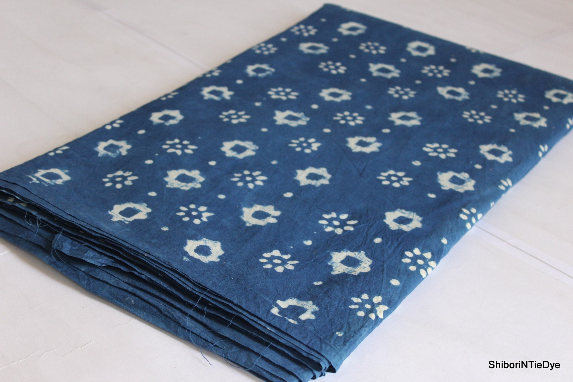 Indigo Fabric by the Yard Wood Block Print Blue Fabric Hand - Etsy